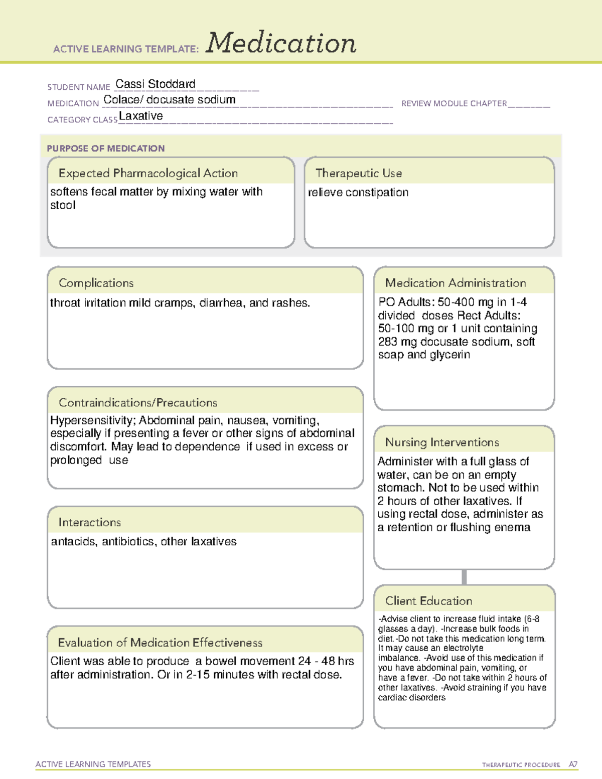 Colase - ATI template - ACTIVE LEARNING TEMPLATES TherapeuTic procedure ...