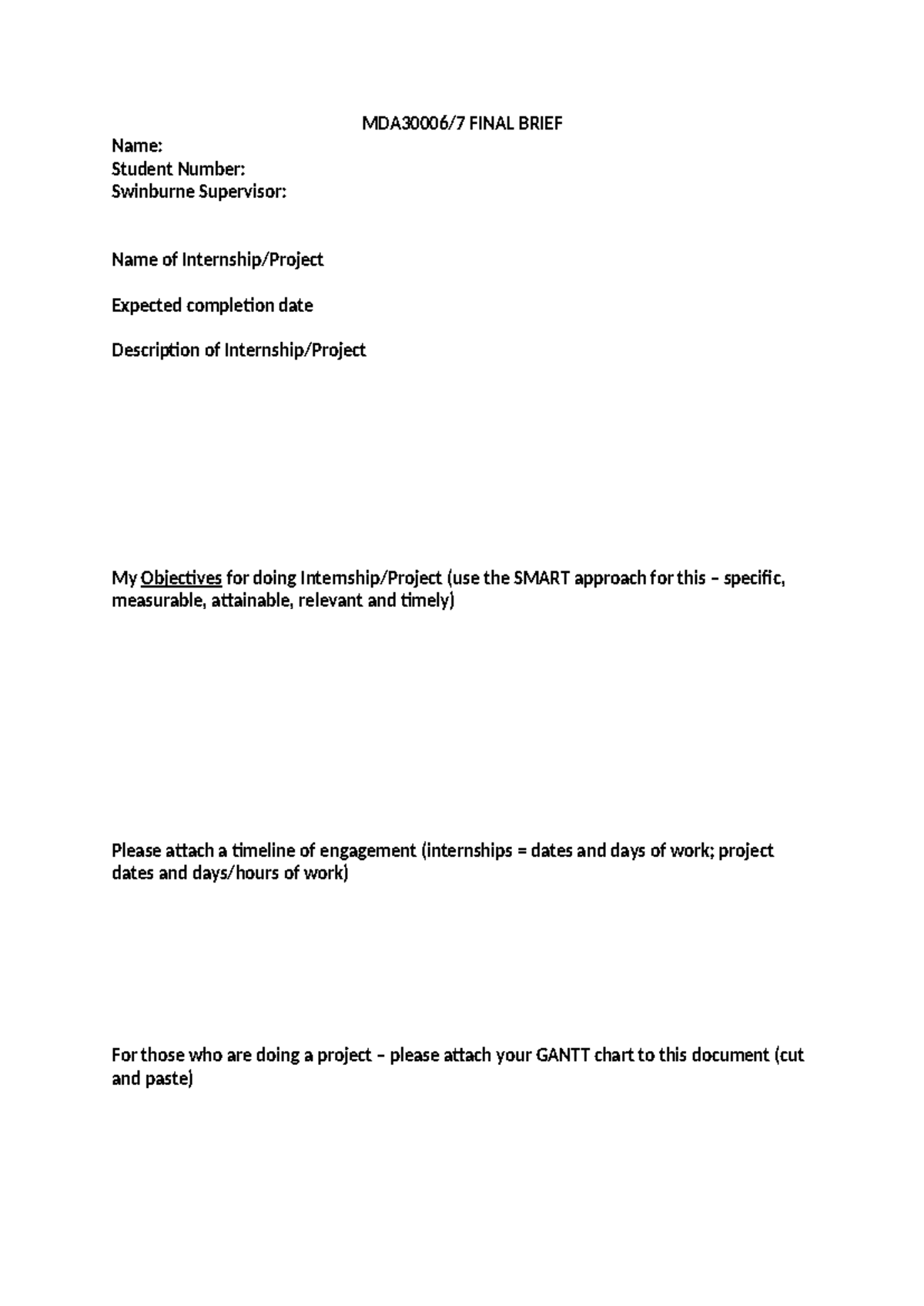 Brief Template 2022 - lecture notes - MDA30006/7 FINAL BRIEF Name ...