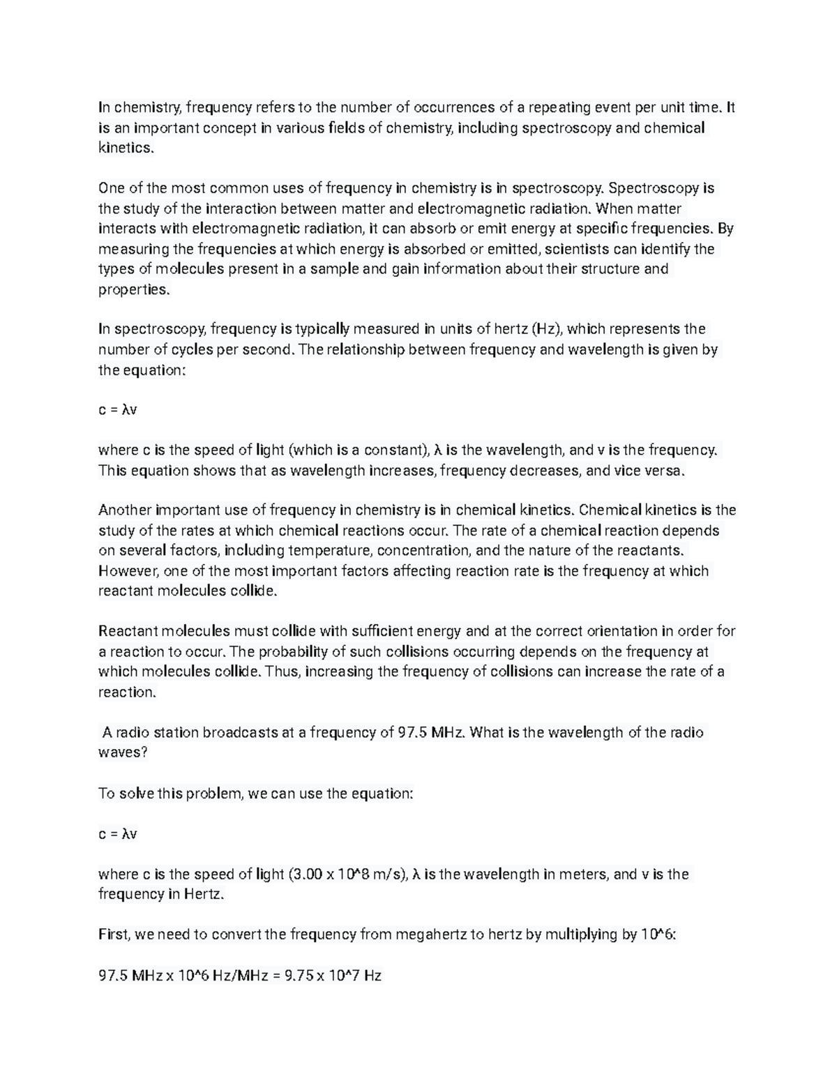 Frequency - In chemistry, frequency refers to the number of occurrences of a repeating event per ...