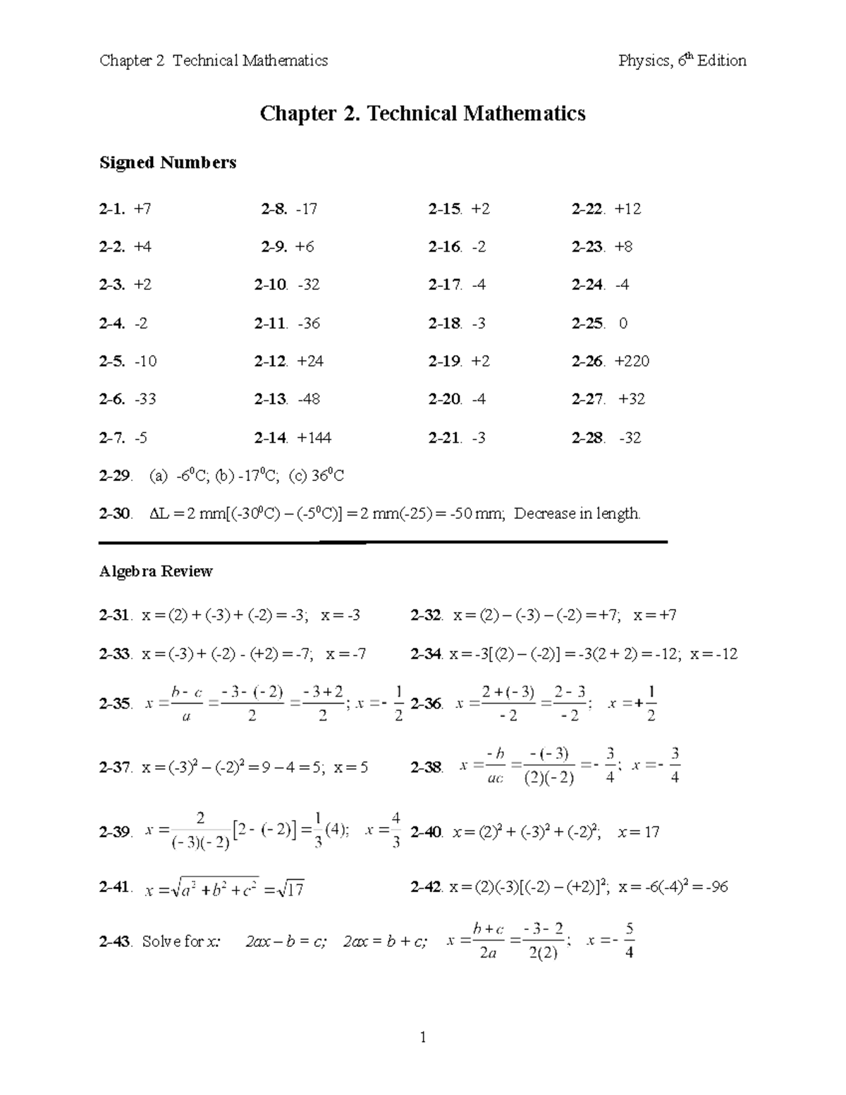 Anschp 02 - ⠀⠀⠀⠀⠀b - Chapter 2. Technical Mathematics Signed Numbers 2-1. +7 2-8. -17 2-15. +2 2 ...