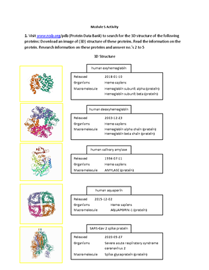 Biochemistry Module 10 Activity Nucleic ACID - Module 10 Activity ...