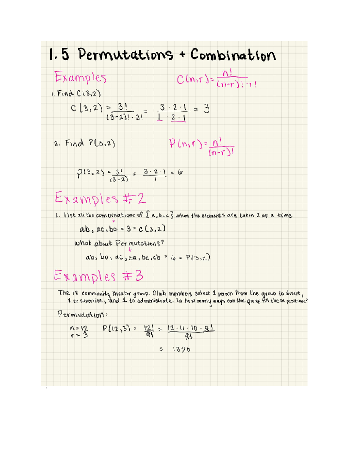 Math 142- Permutation and Combinations (b) 1.5 - MAT 142 - 1 ...