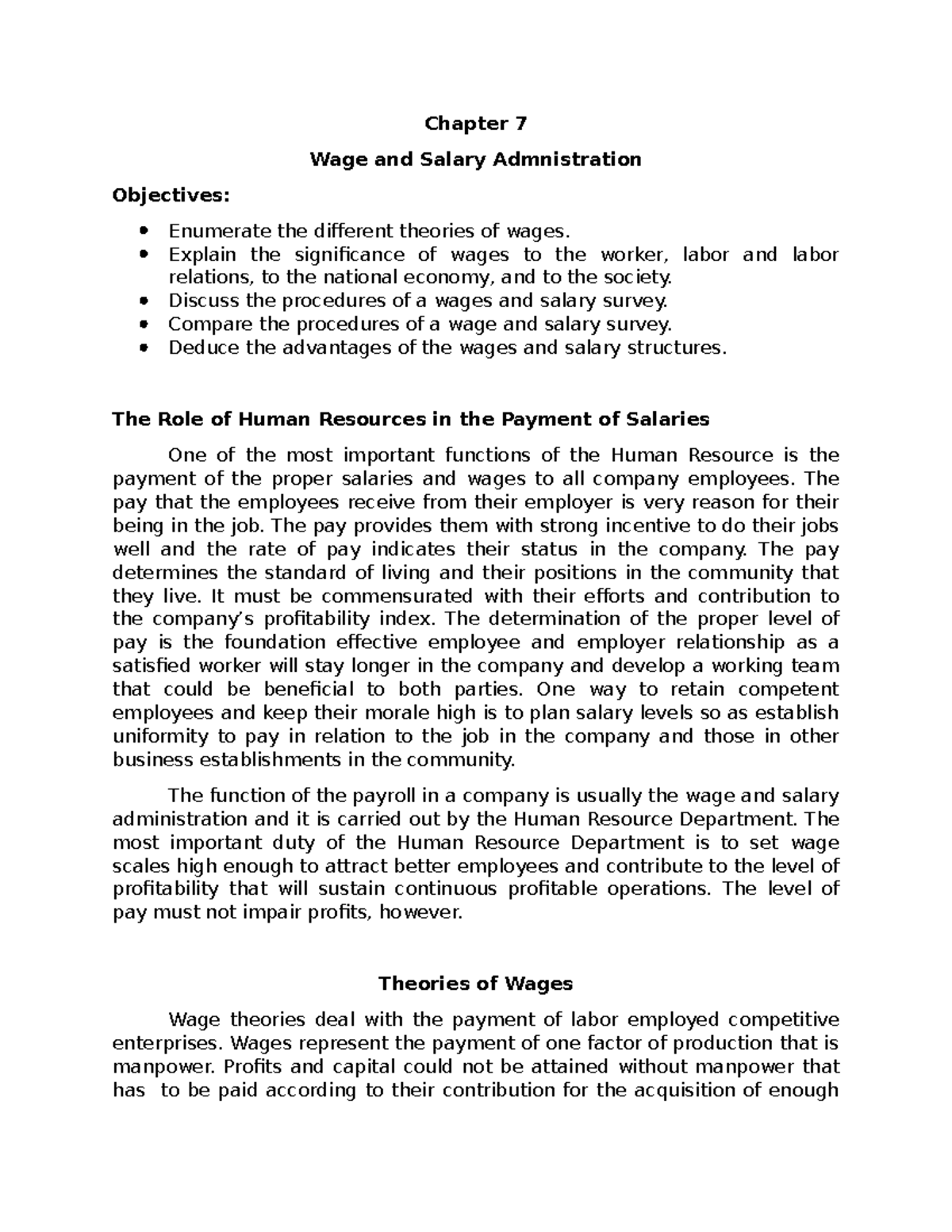 Human Resource Management book Chapter 7 - Chapter 7 Wage and Salary ...