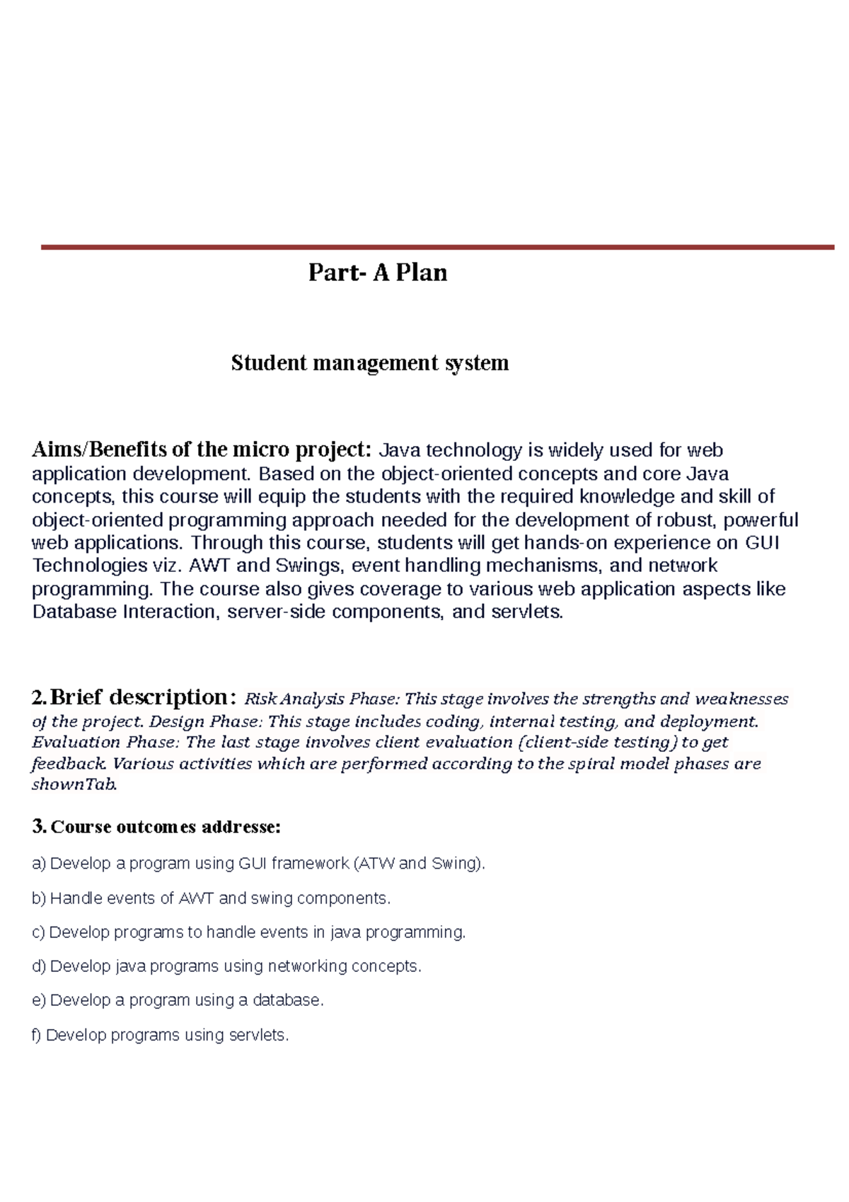 Ajp micro project Format - Part- A Plan Student management system Aims ...