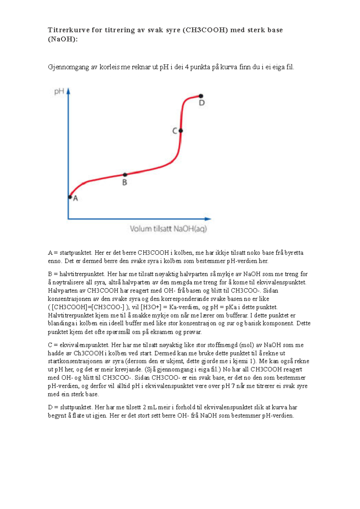 Titrerkurve for titrering av svak syre med sterk base - Titrerkurve for titrering av svak syre ...