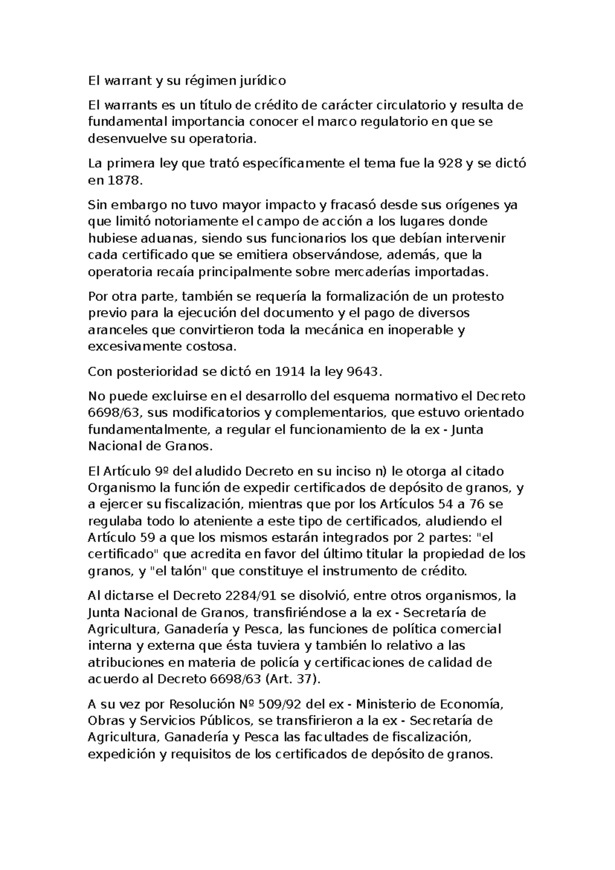 El warrant y su régimen jurídico - El warrant y su régimen jurídico El ...
