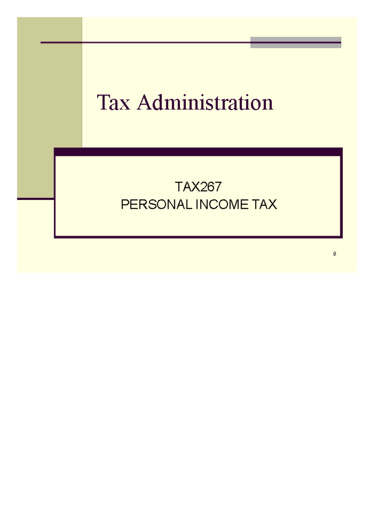 9Tax Administration - taxation 1 - Tax Administration TAX PERSONAL ...