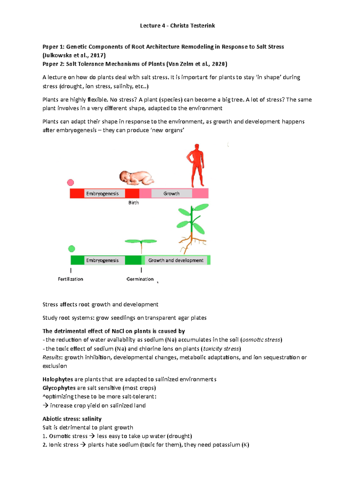 Lecture 4 (Salinity stress on Plants) Christa Testerink - Paper 1 ...