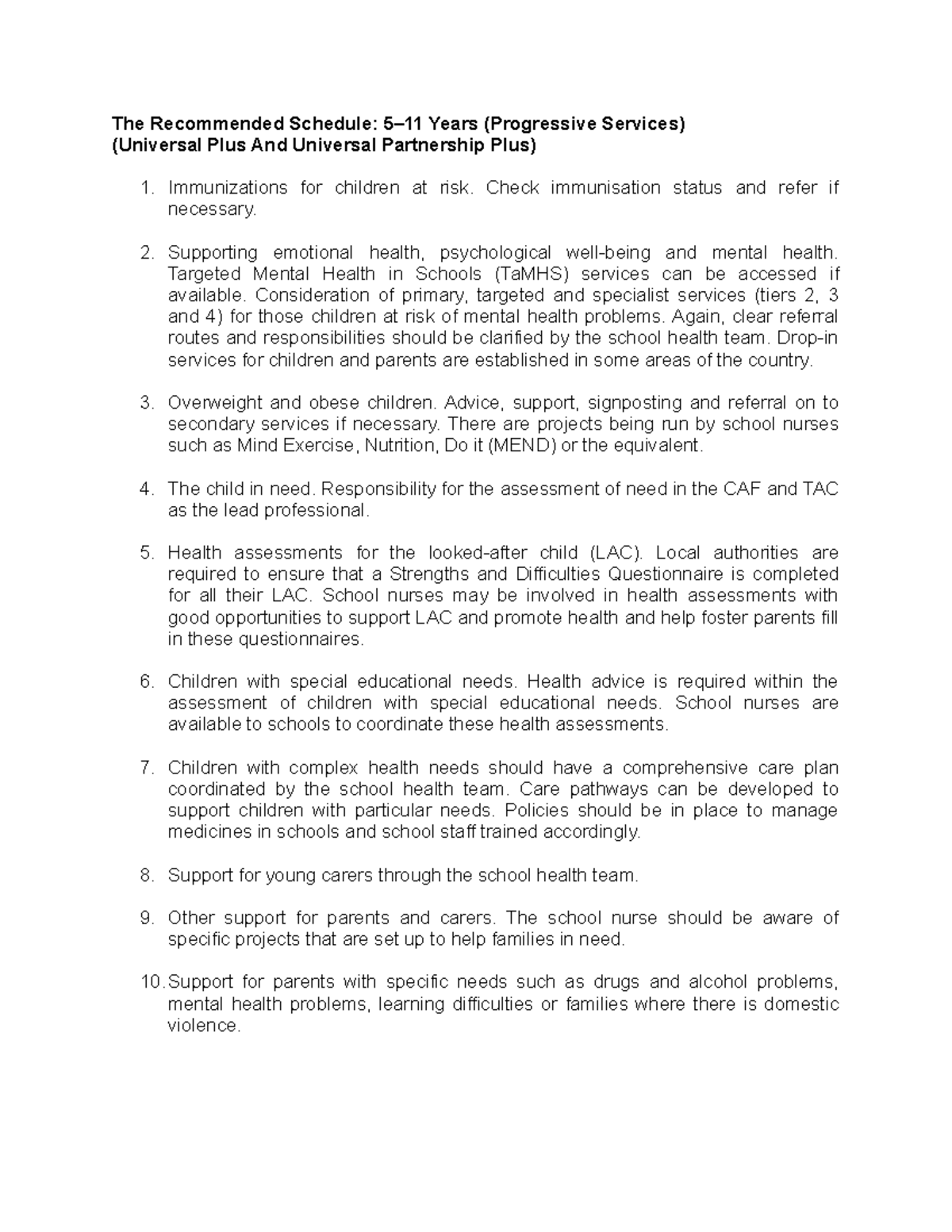 The Recommended Schedule 5–11 Years - Check immunisation status and ...