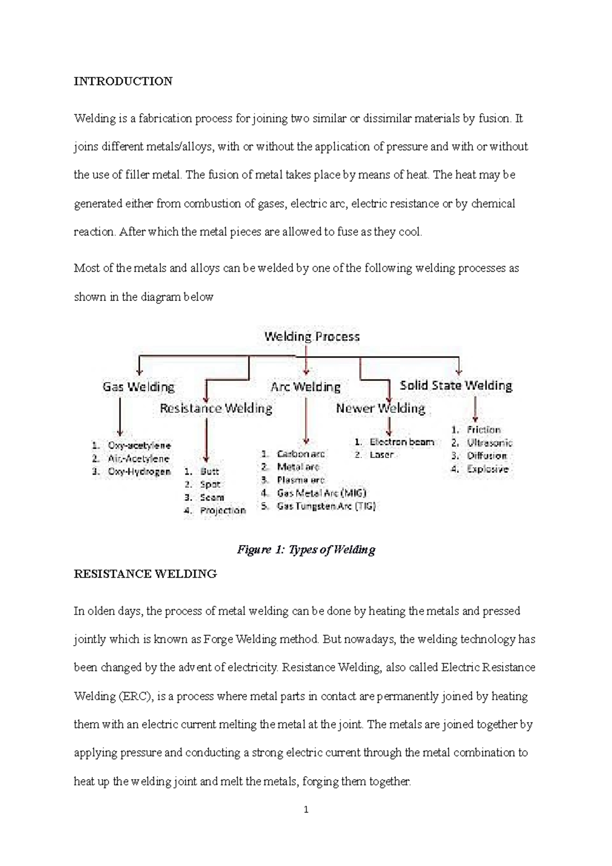 Resistance Welding - INTRODUCTION Welding is a fabrication process for ...