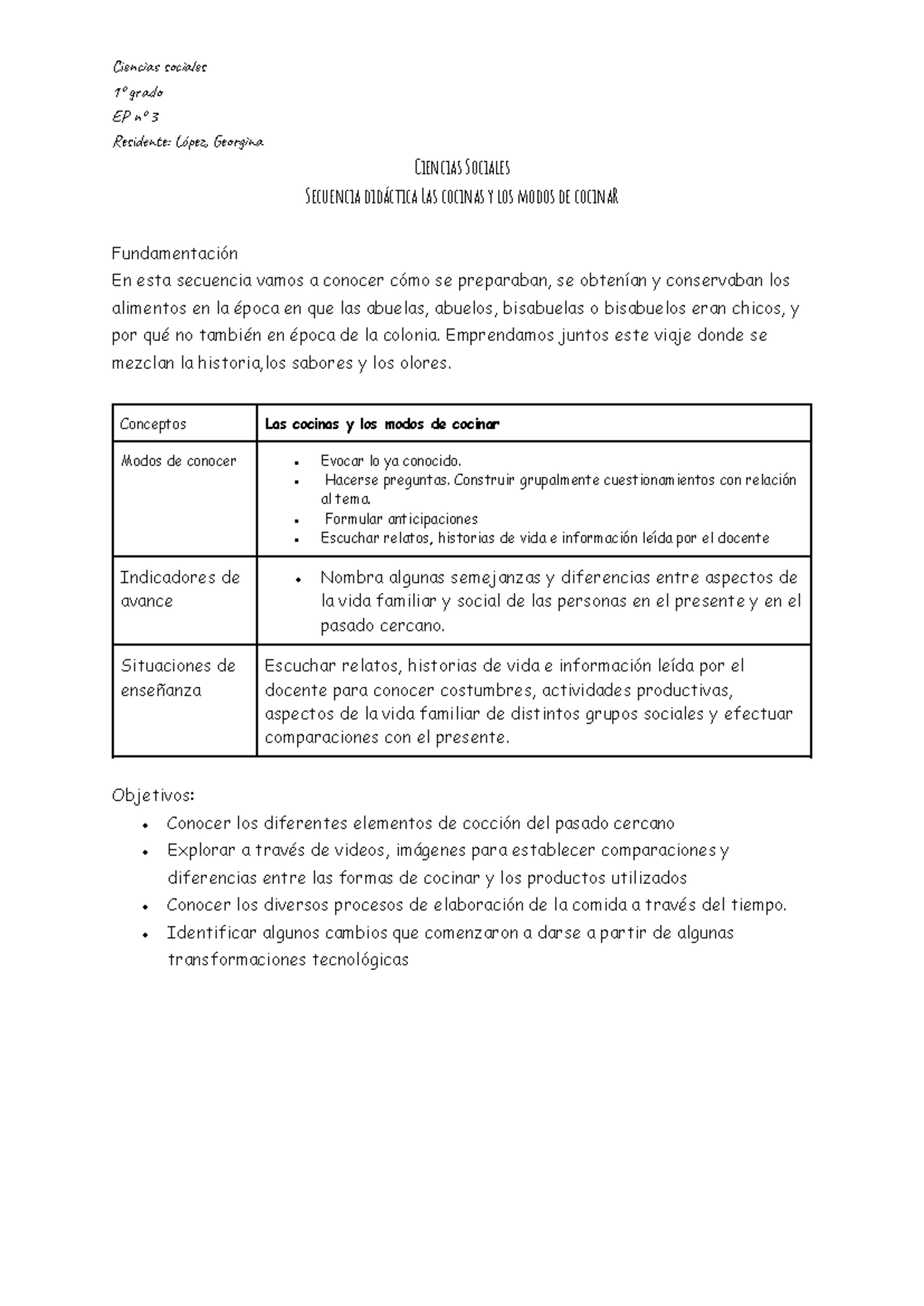 Ciencias sociales primer grado - 1º grado EP nº 3 Residente: López ...