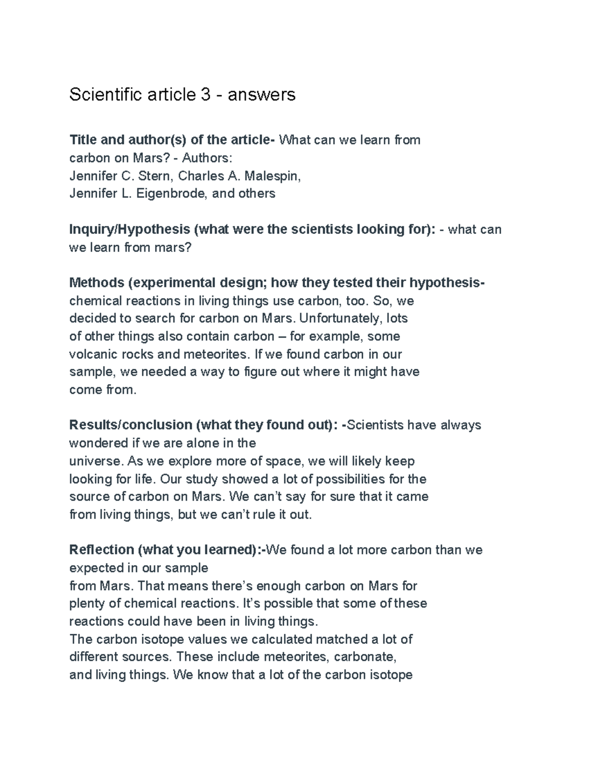 Scientific article 3 - answers - Scientific article 3 - answers Title ...