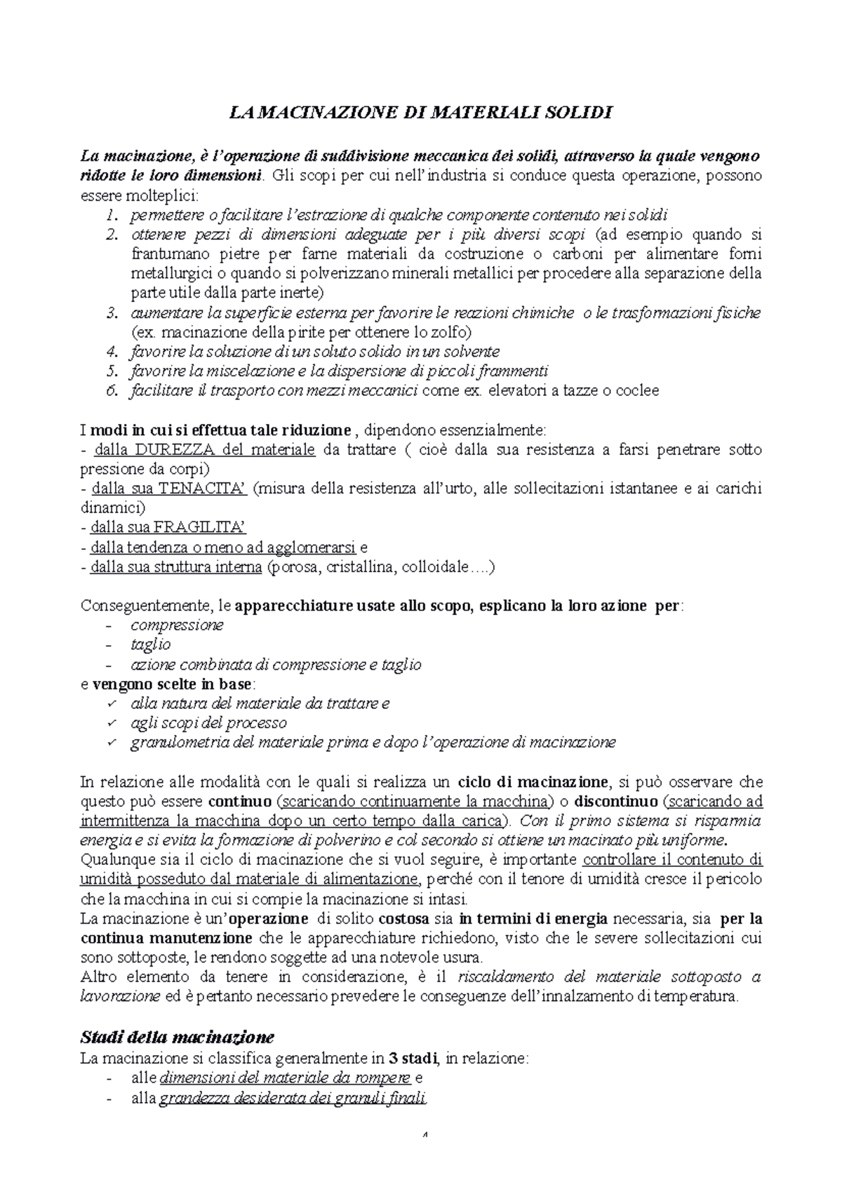 Macinazione solidi (13) - LA MACINAZIONE DI MATERIALI SOLIDI La ...