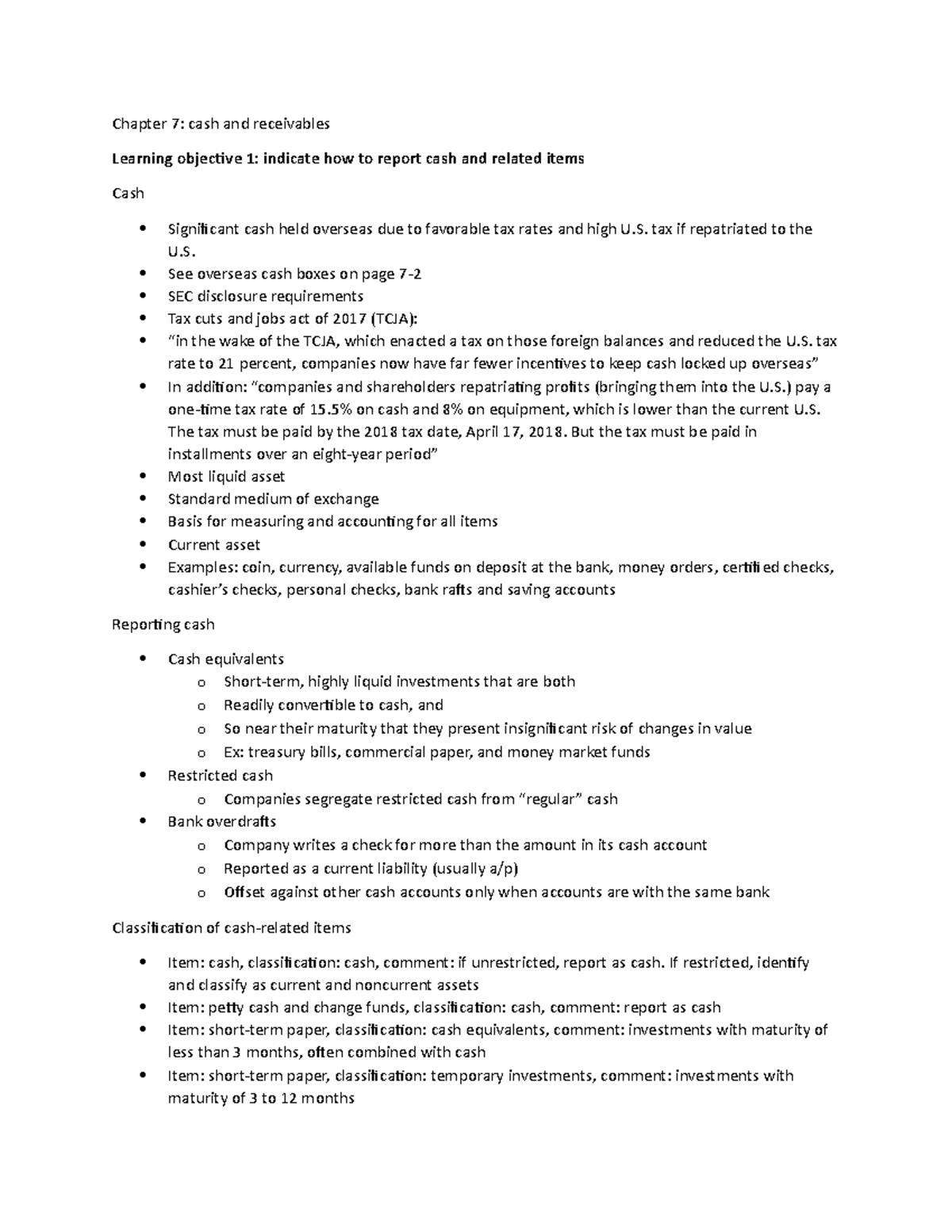 Chapter 7 - powerpoint - Chapter 7: cash and receivables Learning ...