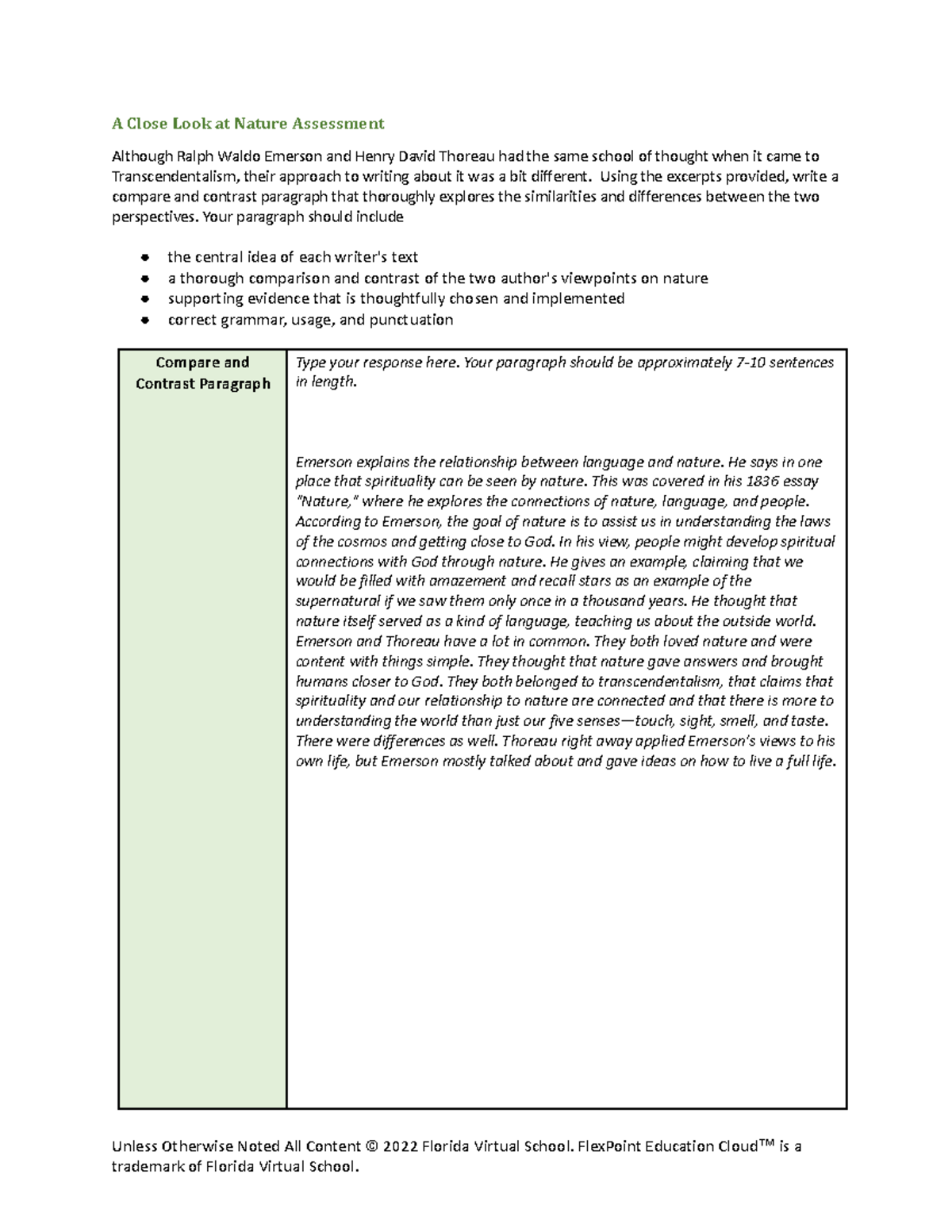 Close look nature assess rubric - A Close Look at Nature Assessment ...