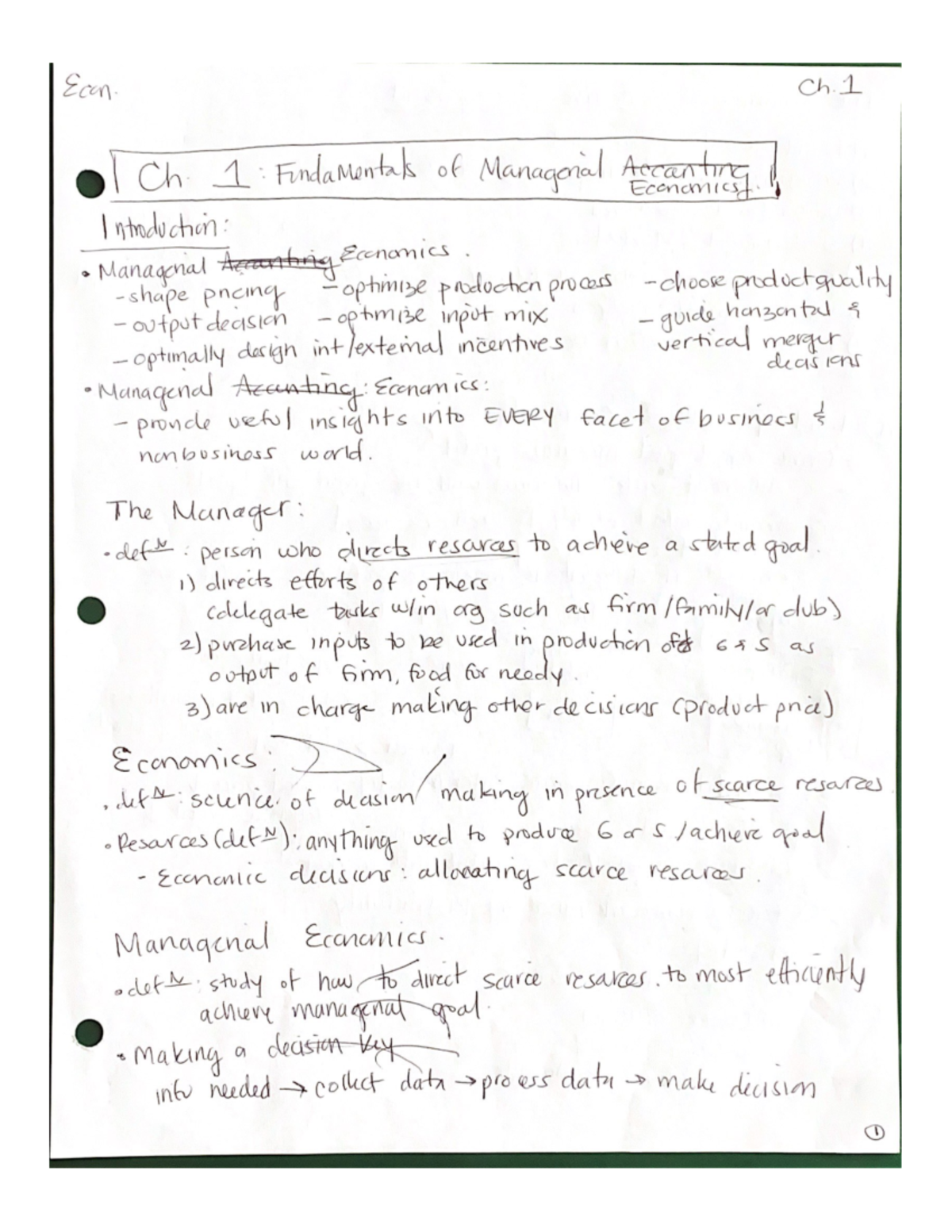 Econ 315 Ch 1 - Textbook notes - ECON 315 - Studocu