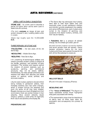 ARTA - Summary Art Appreciation - BSN Y1- Soul making, Improvisation ...