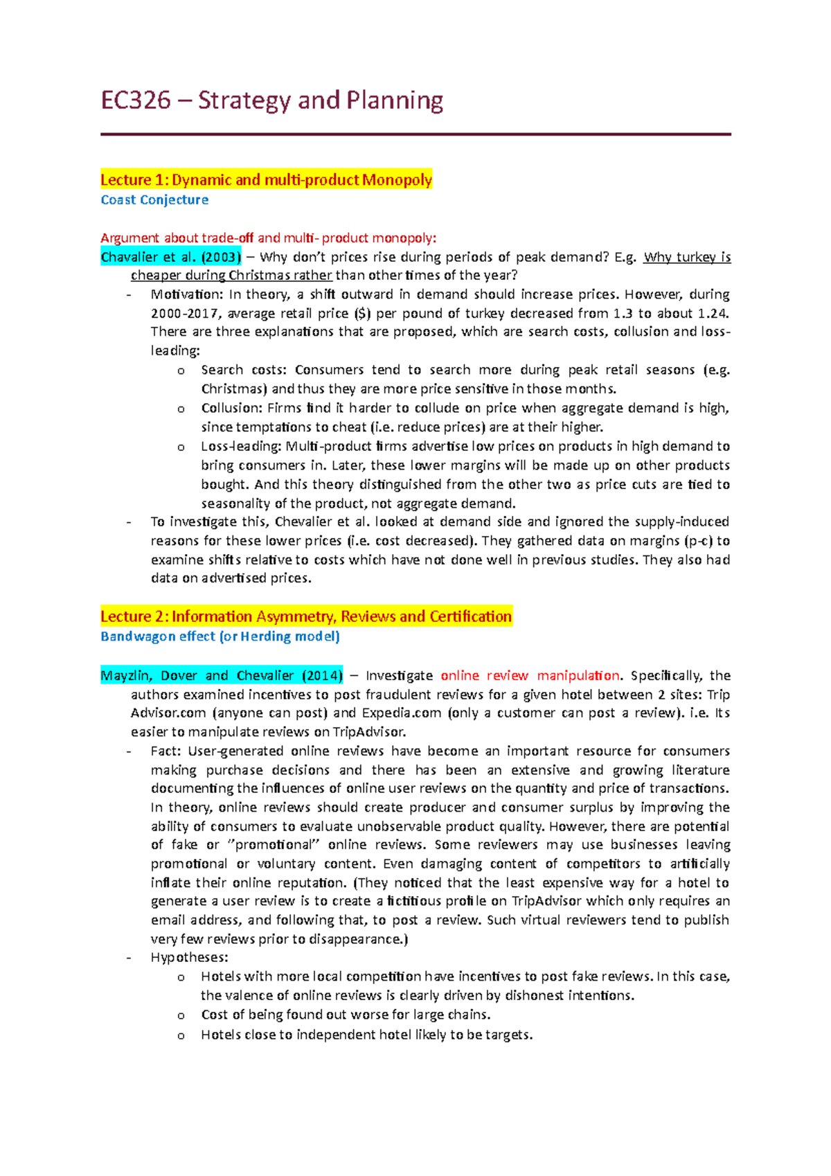 EC326 Strategy and Planning copy - EC326 – Strategy and Planning ...