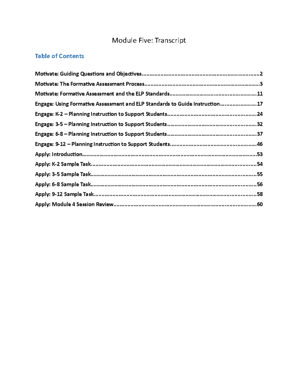 Module Transcript - Module Five: Transcript Motivate: Guiding Questions ...