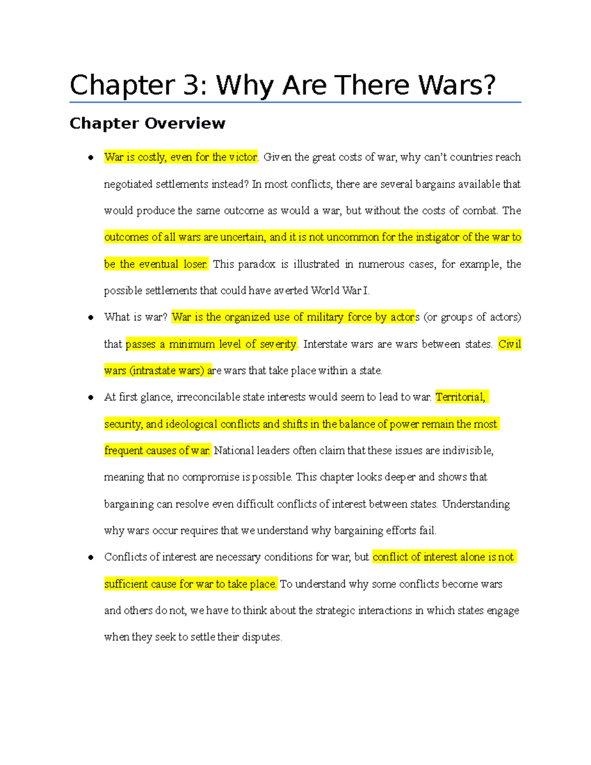 Ch 3 outline - Term flashcards for ch 3 - Chapter 3: Why Are There Wars ...
