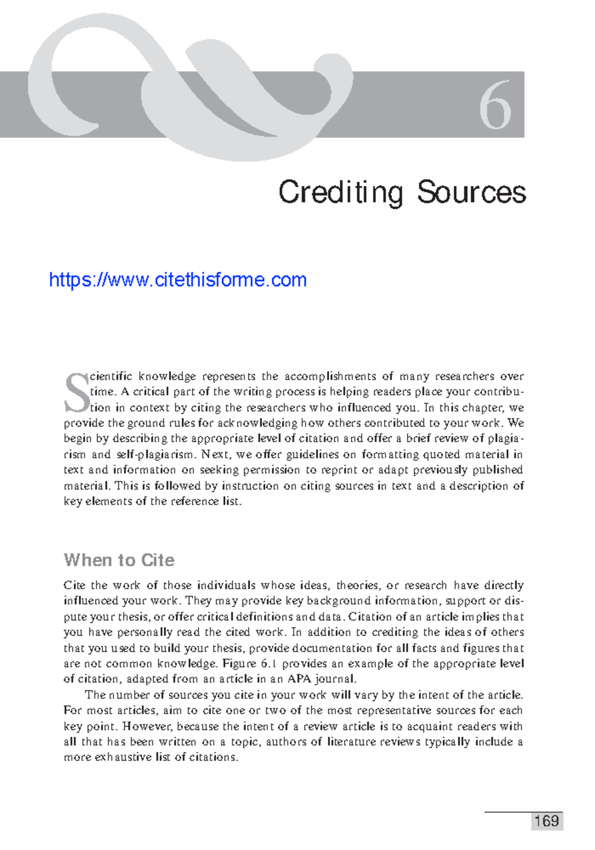 APA 6th edition Referencing System - 6 Crediting Sources S cientific ...