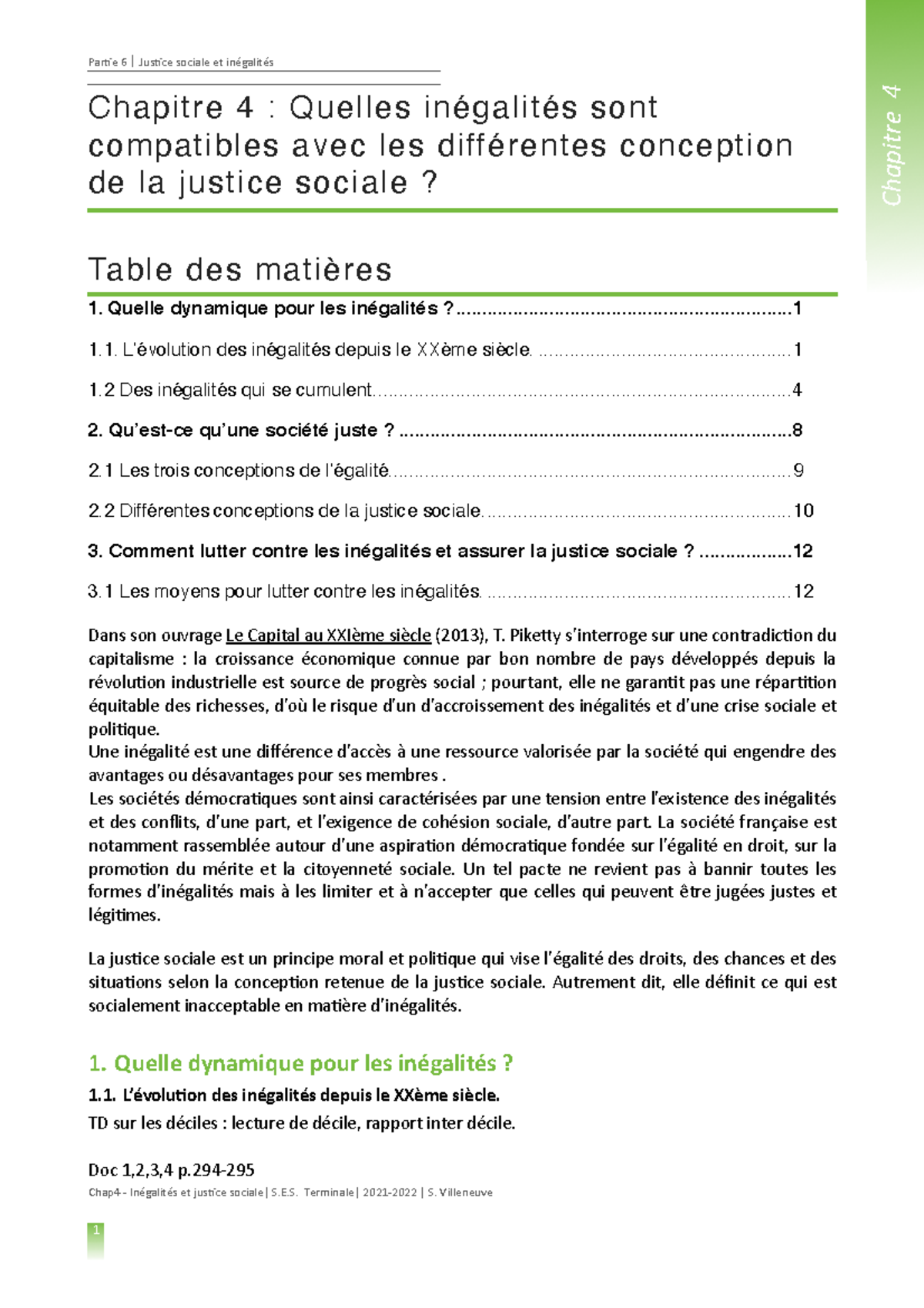 Chap4 ineg justice sociale ENT PART1 - Chapitre 4 : Quelles inégalités ...