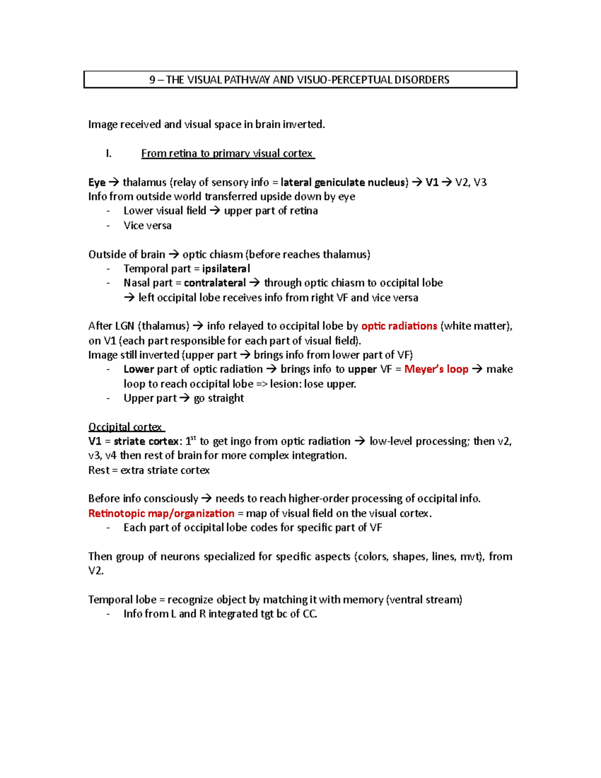 9 visual apthway and visuo-perceptual dirsorders - 9 – THE VISUAL PATHWAY AND VISUO-PERCEPTUAL ...