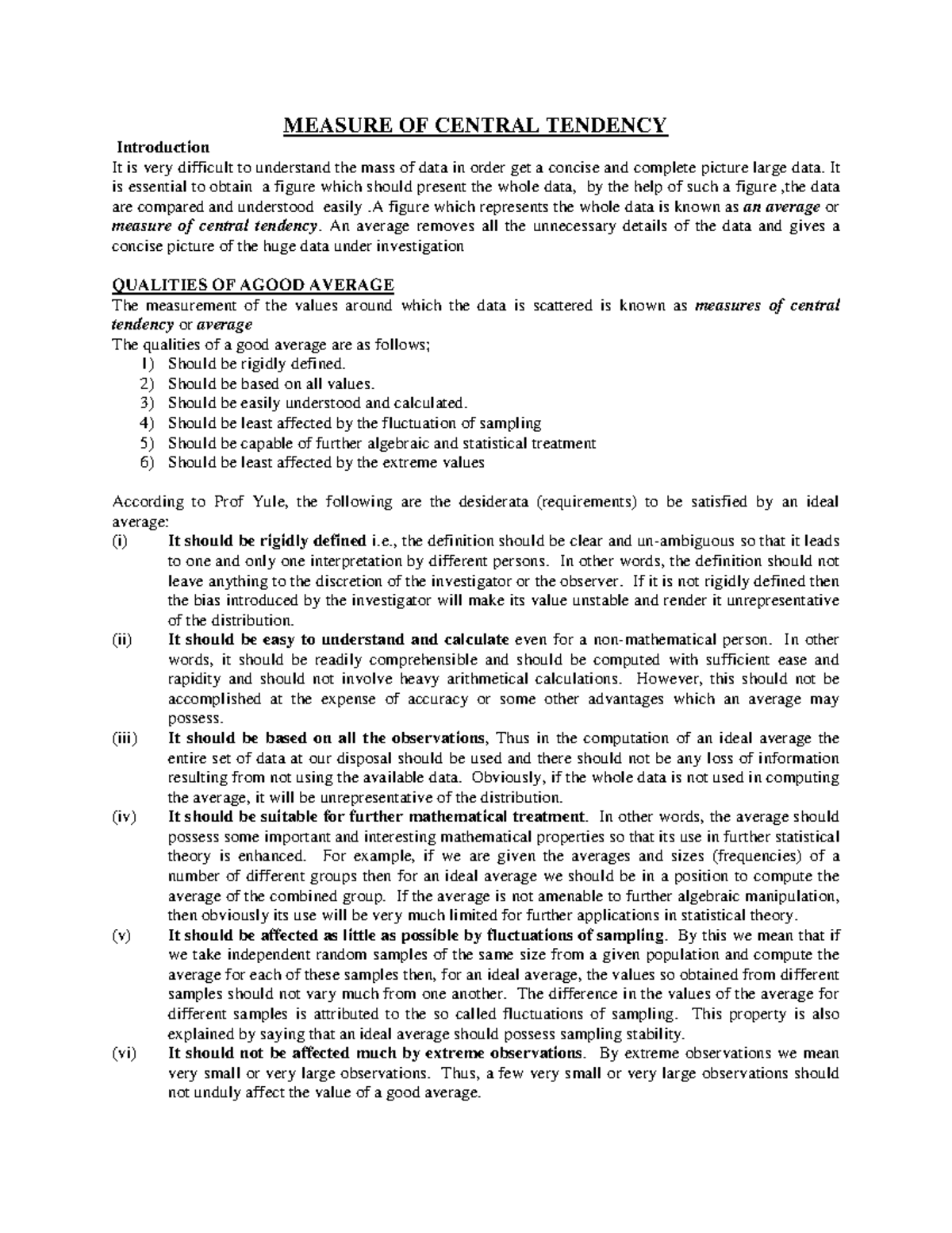 Statistics - measure of central tendency - MEASURE OF CENTRAL TENDENCY ...