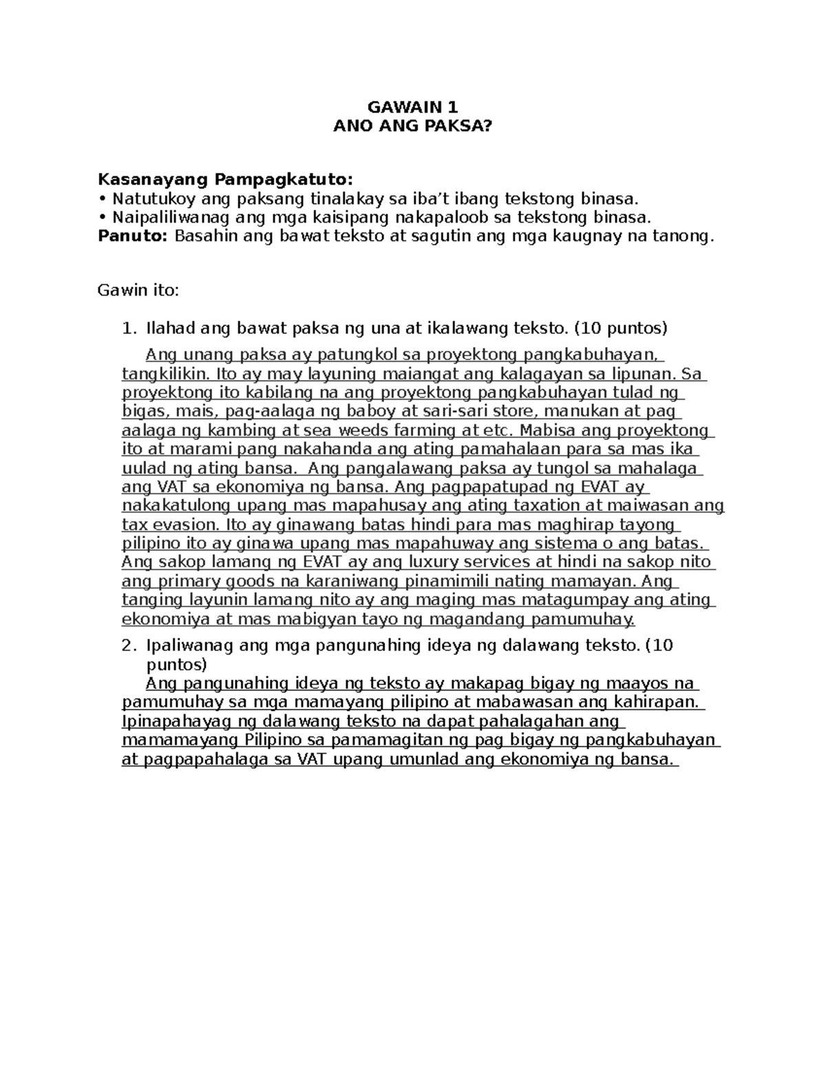 Module 3 Gawain 1 (ANO ANG Paksa) - GAWAIN 1 ANO ANG PAKSA? Kasanayang ...