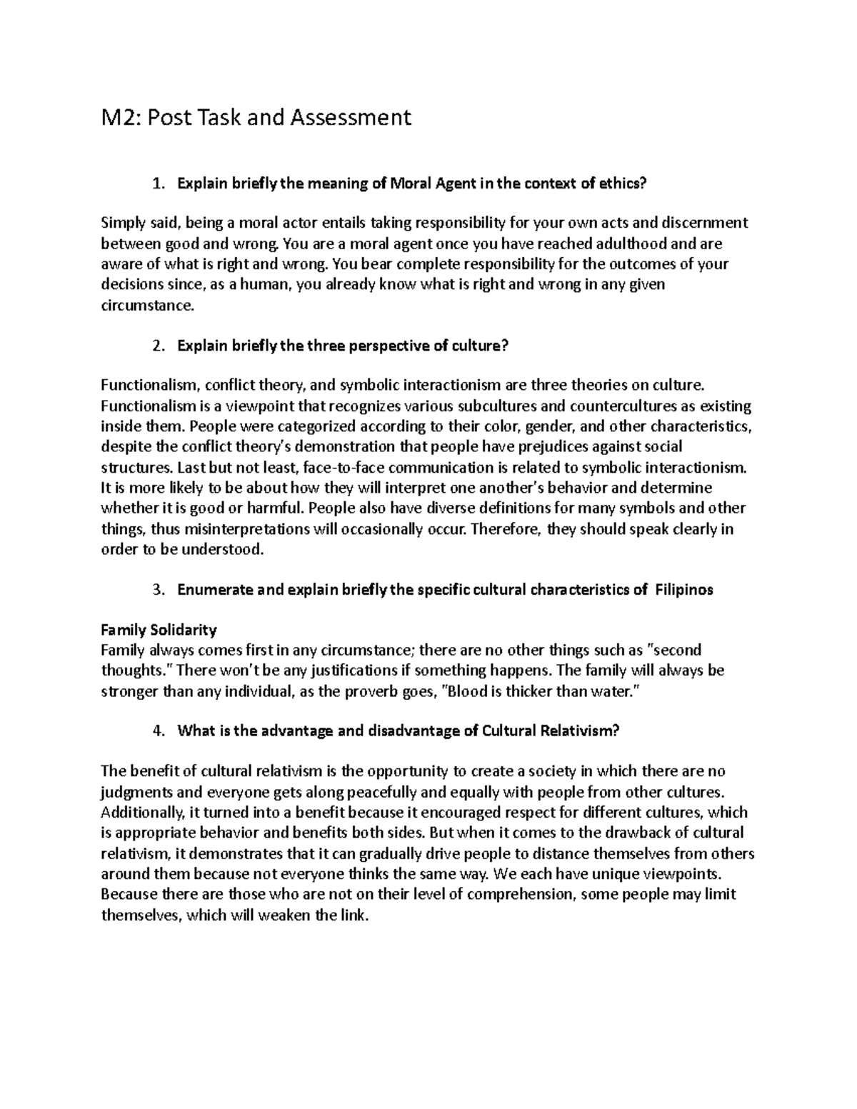 M2- Post Task and Assessment - M2: Post Task and Assessment Explain ...