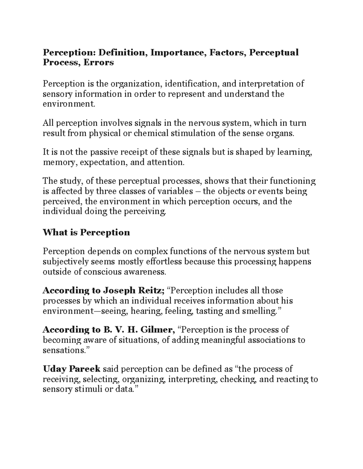 Perception - Notes of Organizational behavior - Perception: Definition ...