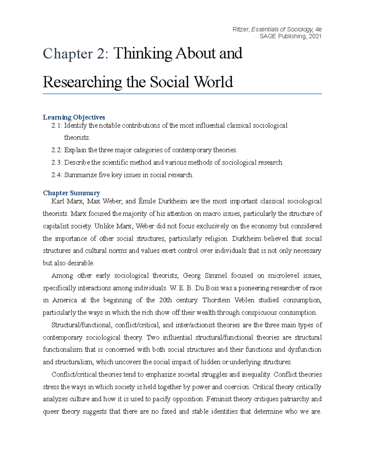 Chapter 2 Thinking About and Researching the Social World - SAGE ...