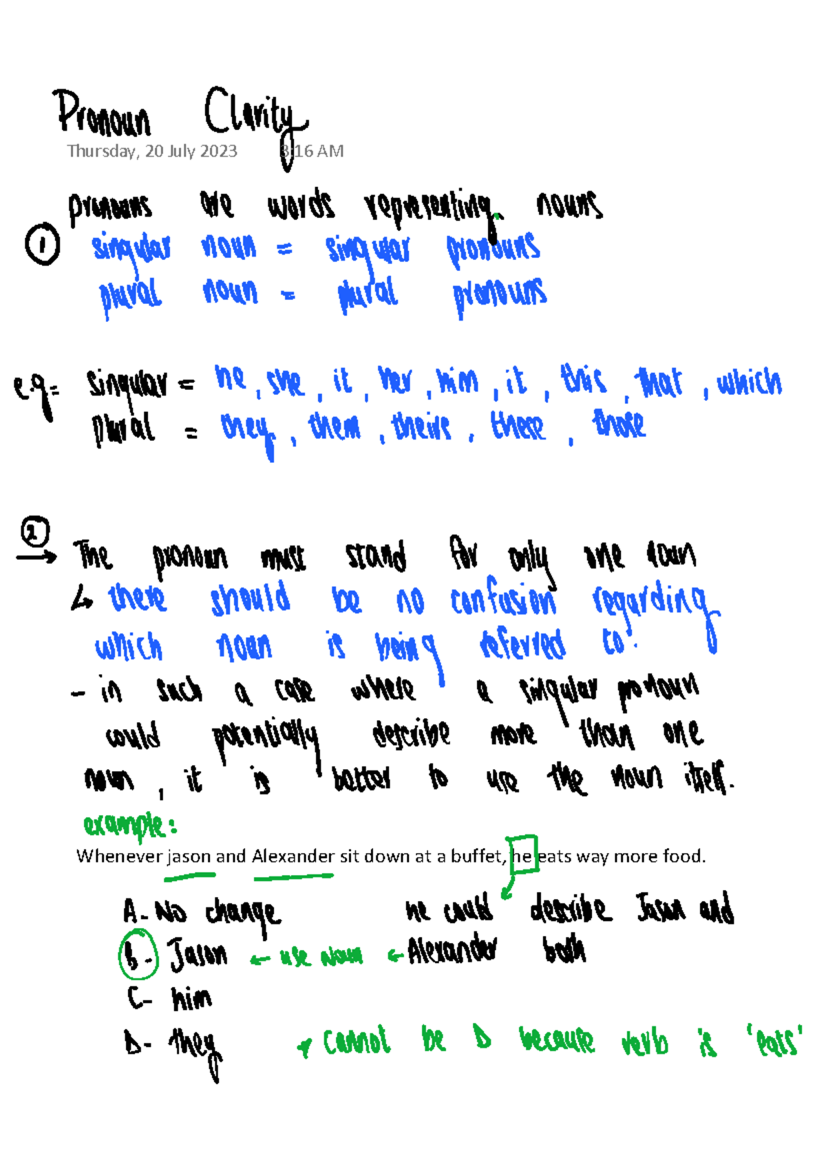 Pronoun clarity - b hsjwj - Whenever jason and Alexander sit down at a ...