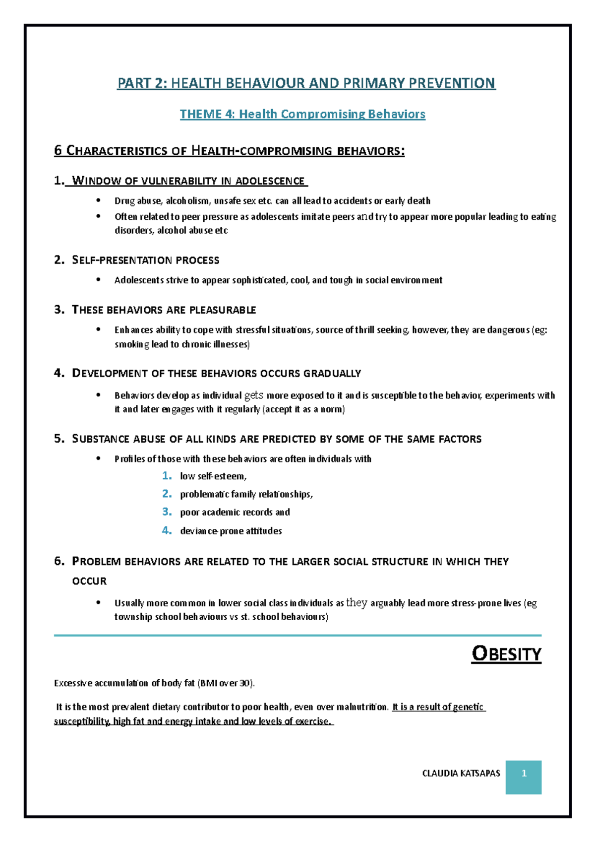Psychology Chapter 5 - Summaries - CHAPTER 5 PART 2: HEALTH BEHAVIOUR ...