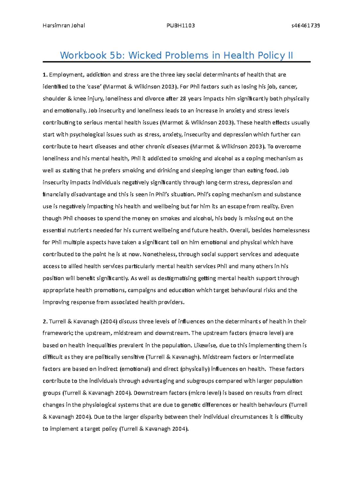 Workbook 5b Tut Work Harsimran Johal Pubh1103 S Workbook 5b Wicked