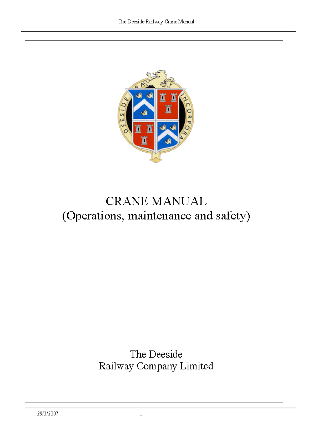 Crane manual integrated rev-0 - CRANE MANUAL (Operations, maintenance ...