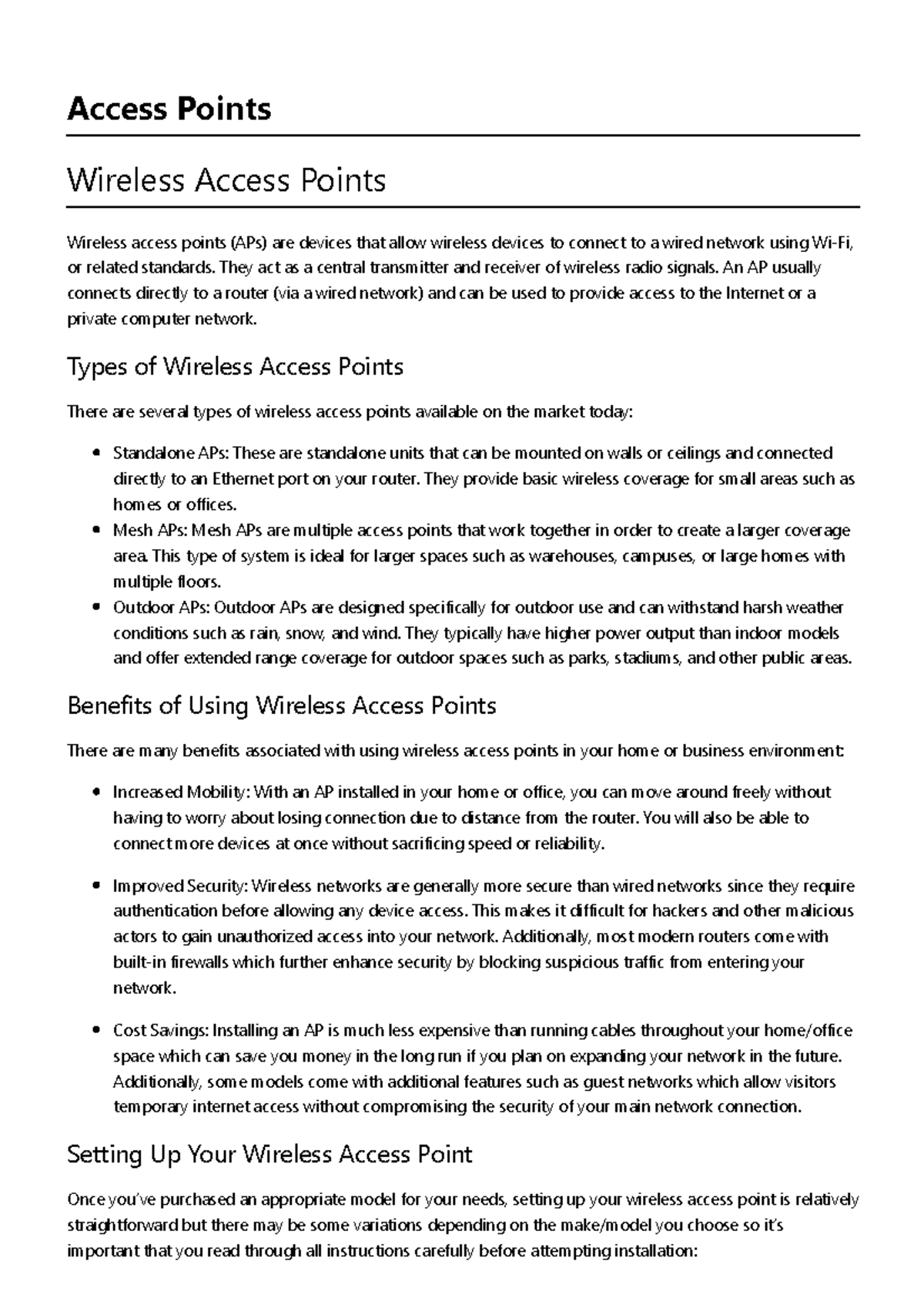Access Points in Computer Networks - Access Points Wireless Access ...