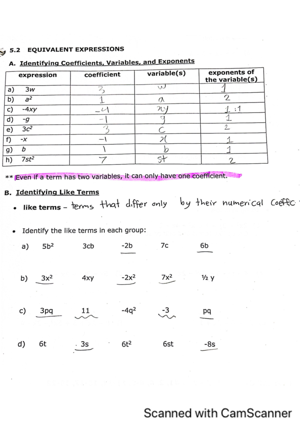 Equivalent expressions - Studocu