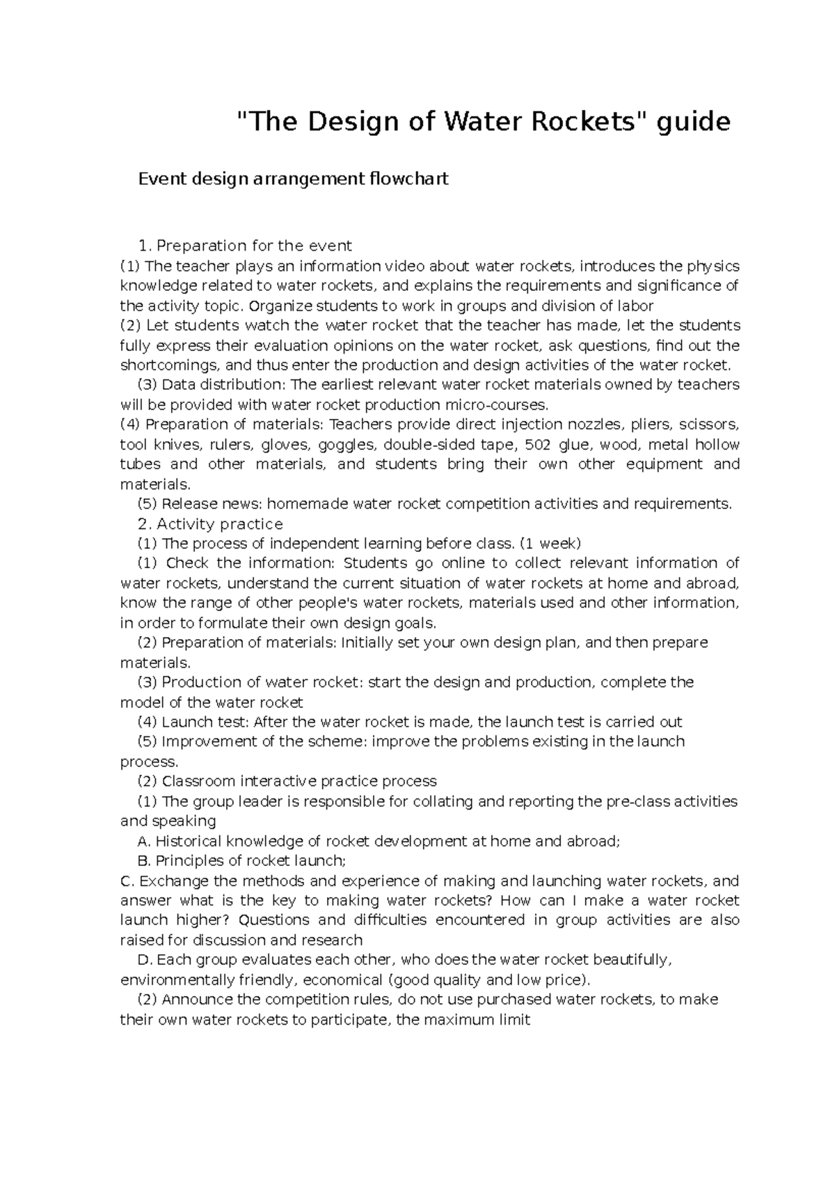 The Design of Water Rockets - "The Design of Water Rockets" guide Event ...