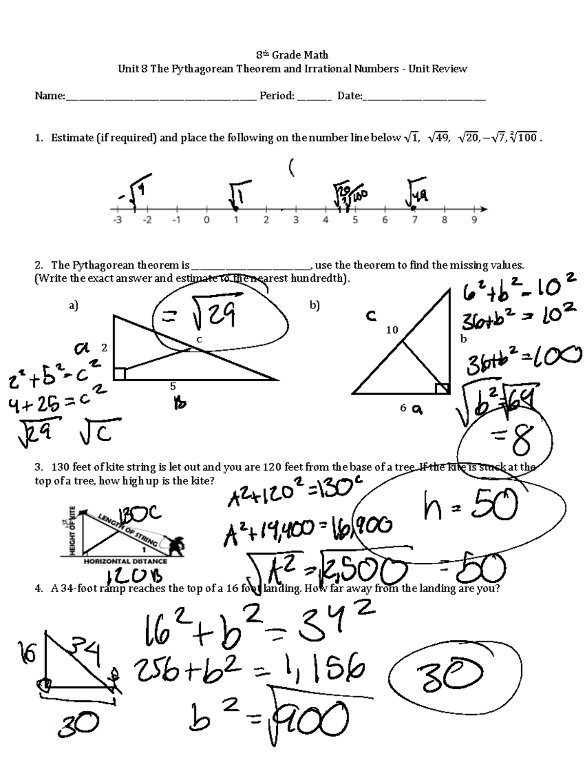 Vanessa Garcia - Unit 8 End of Unit Review - 8 th Grade Math Unit 8 The ...