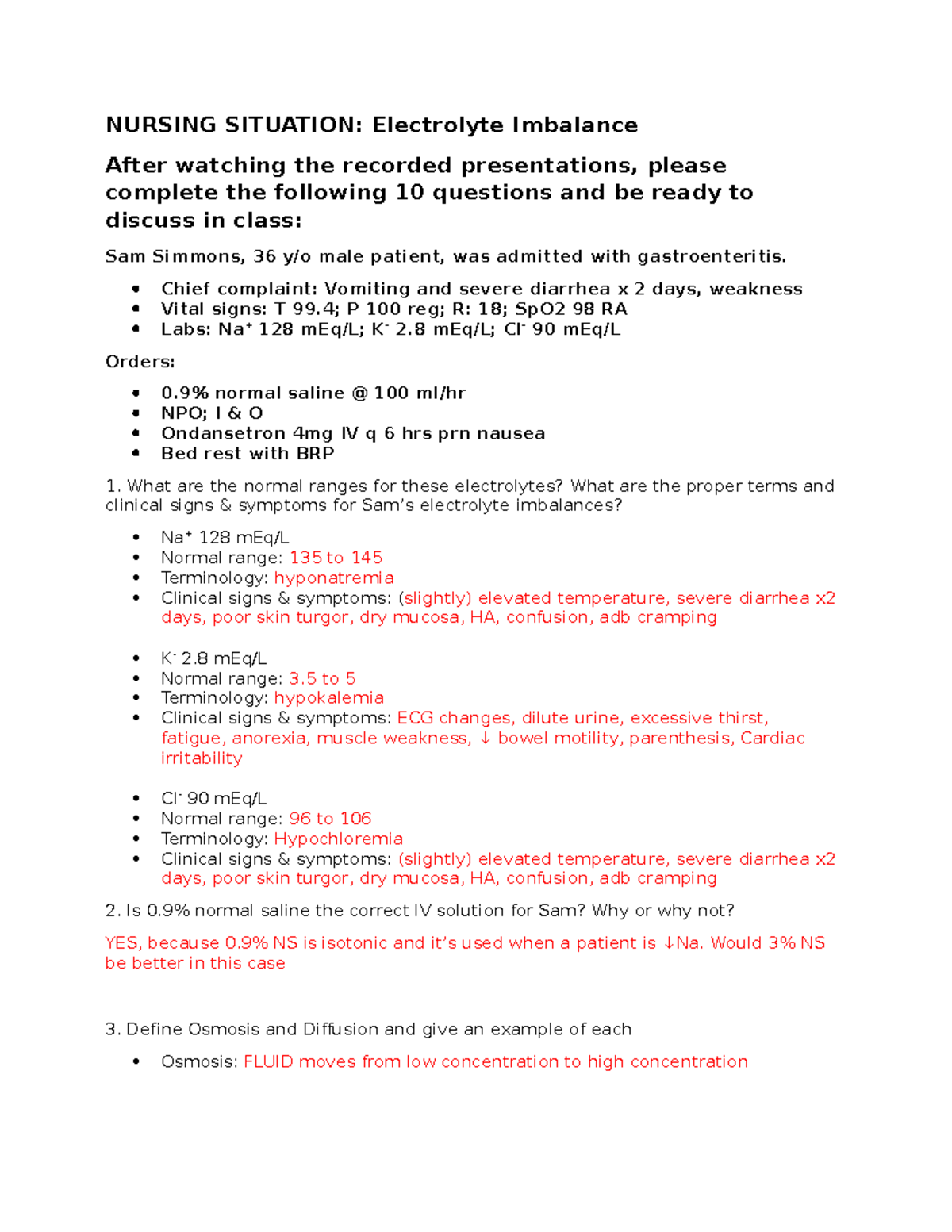 Nursing Situation Electrolyte Imbalance Word Doc-1 - NURSING SITUATION ...