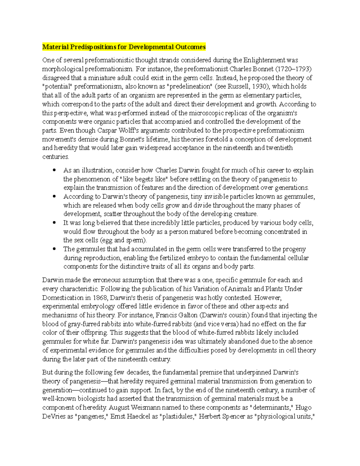 Material Predispositions for Developmental Outcomes - For instance, the ...