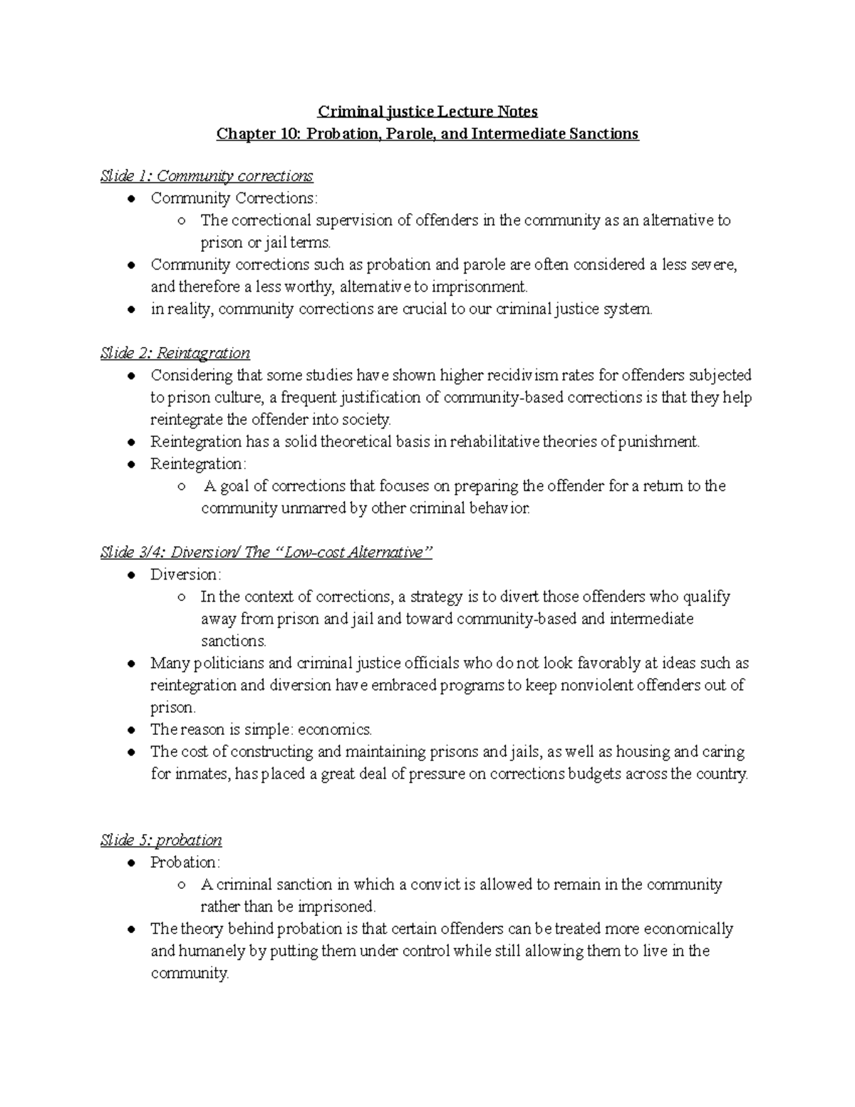 Criminal justice 140(1-10) - Criminal justice Lecture Notes Chapter 10 ...