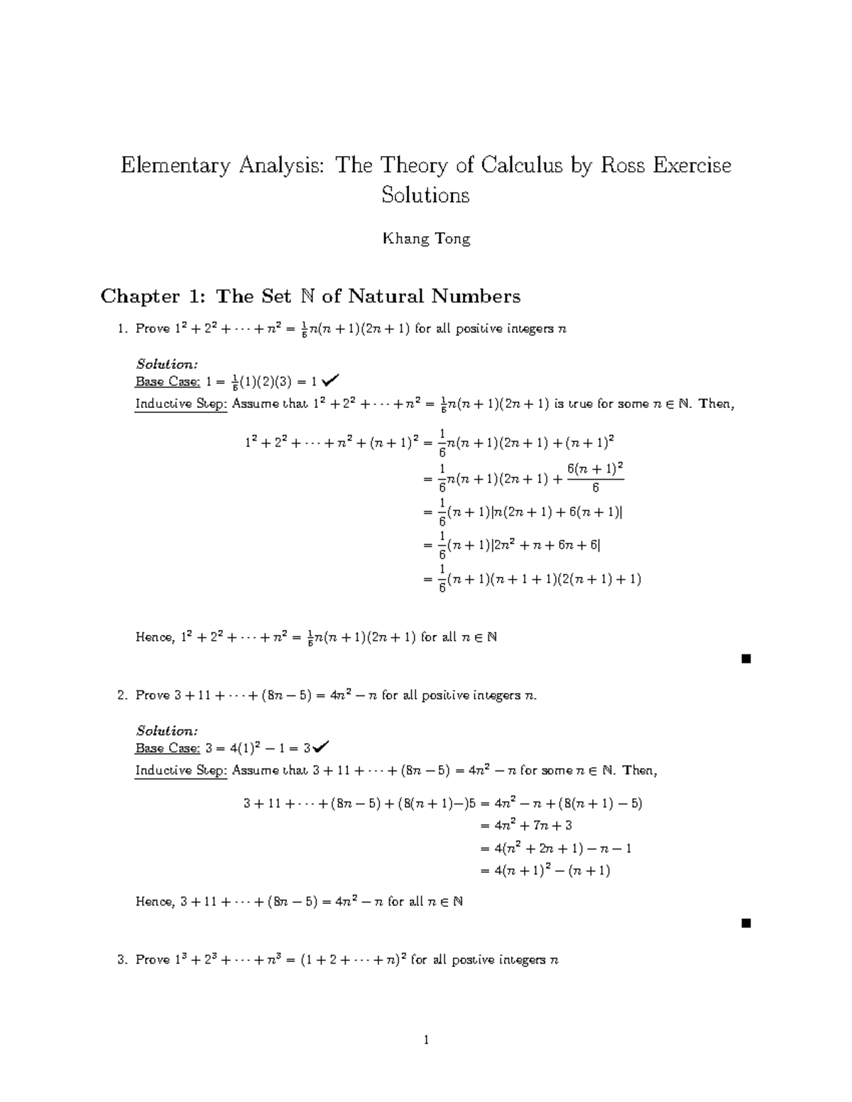 Ross elementary analysis solutions - Elementary Analysis: The Theory of ...