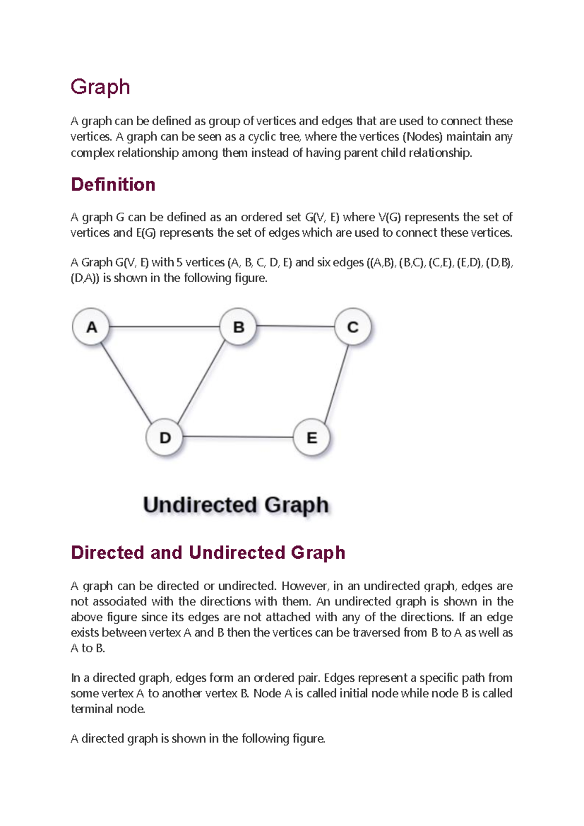 Graph - Graph A graph can be defined as group of vertices and edges that are used to connect ...
