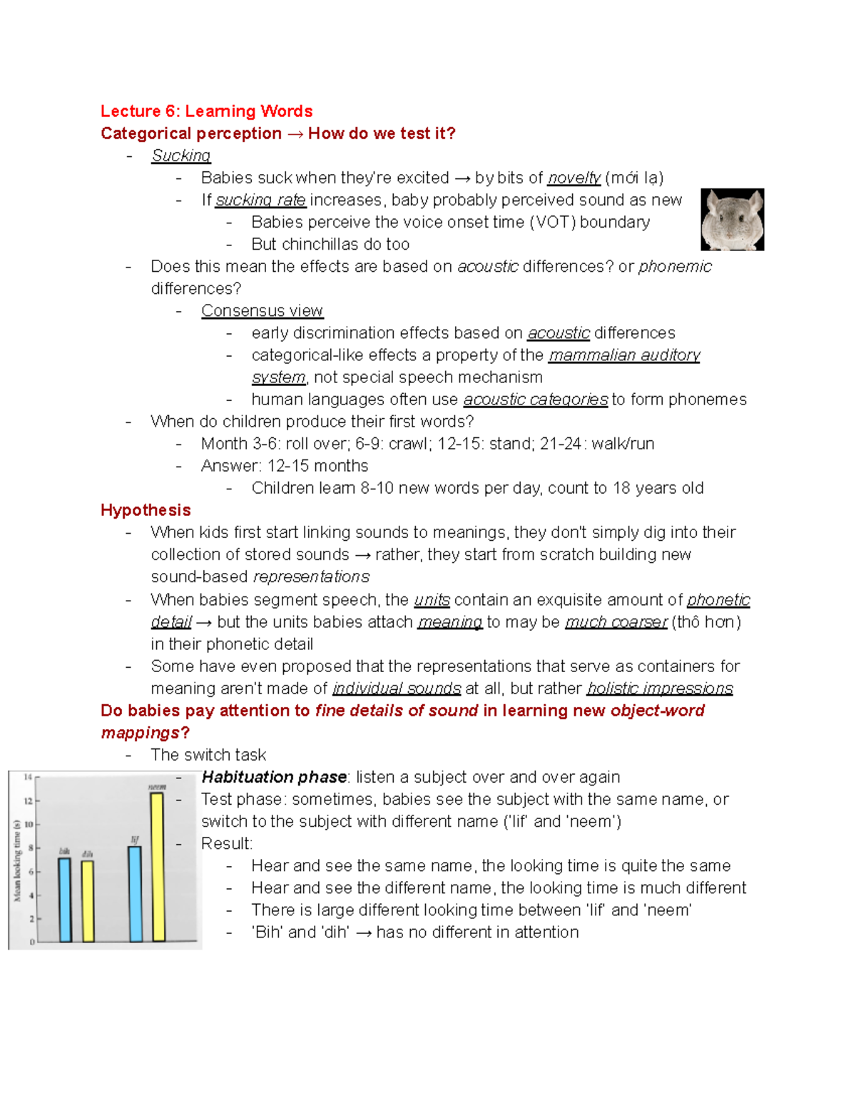 Psy 150 Language Notes - Lecture 6 - Lecture 6: Learning Words ...