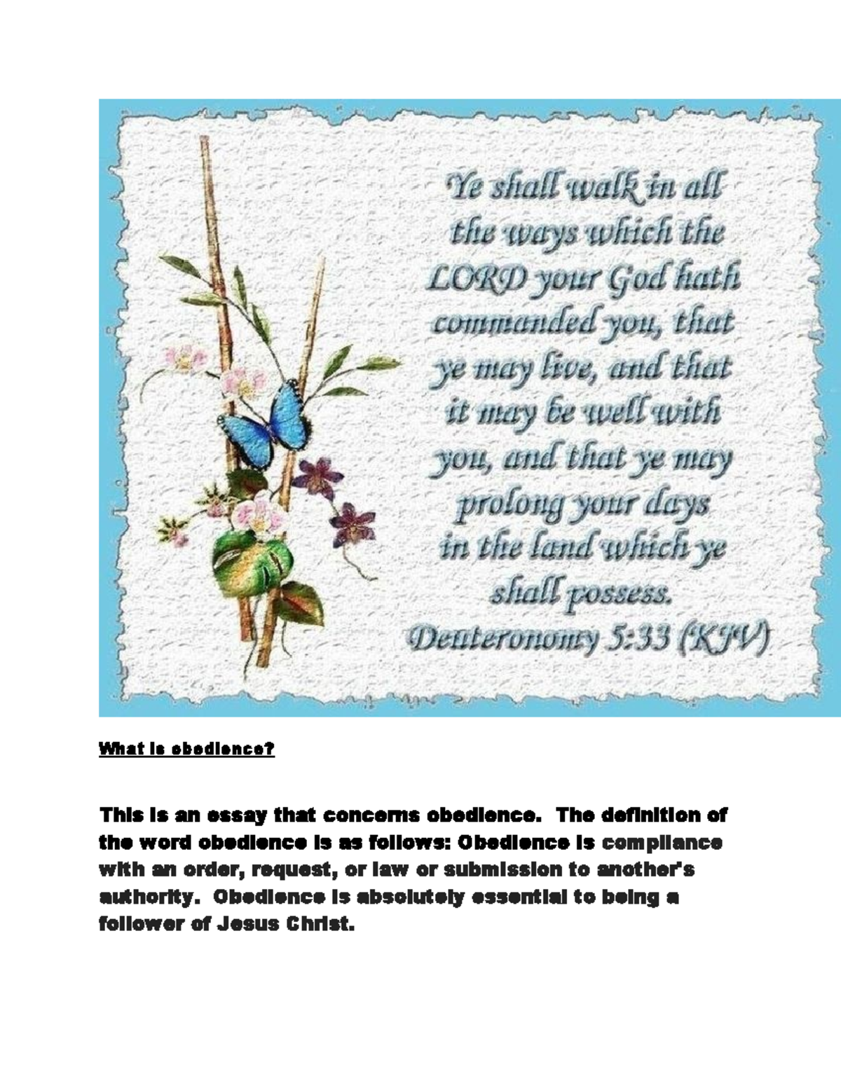 What is obedience - What is obedience? This is an essay that concerns ...