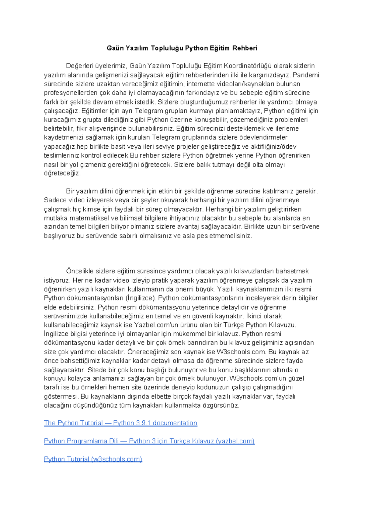 Python Eğitim Rehberidir - Gaün Yazılım Topluluğu Python Eğitim Rehberi ...