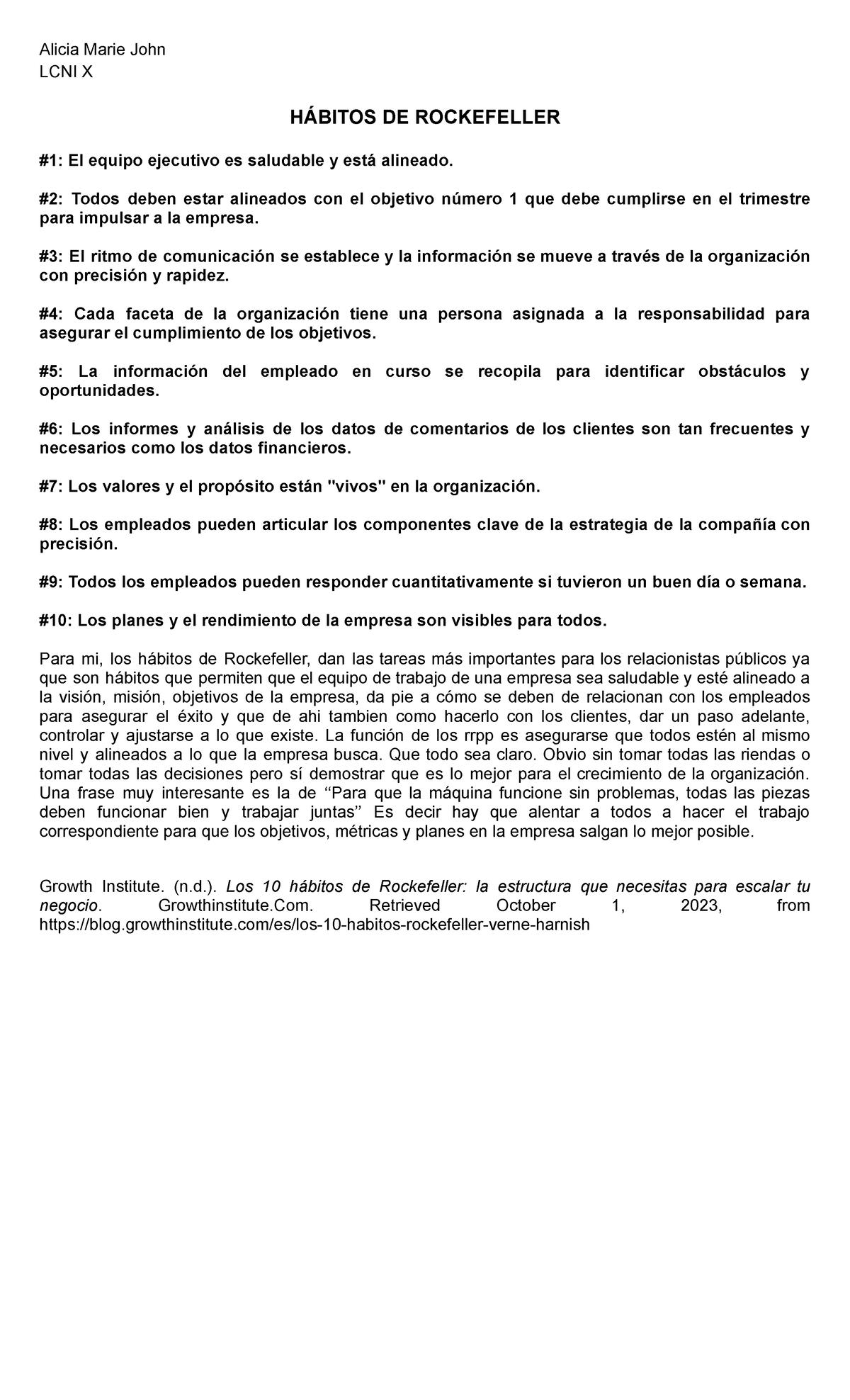 Hábitos de Rockefeller - Alicia Marie John LCNI X HÁBITOS DE ...
