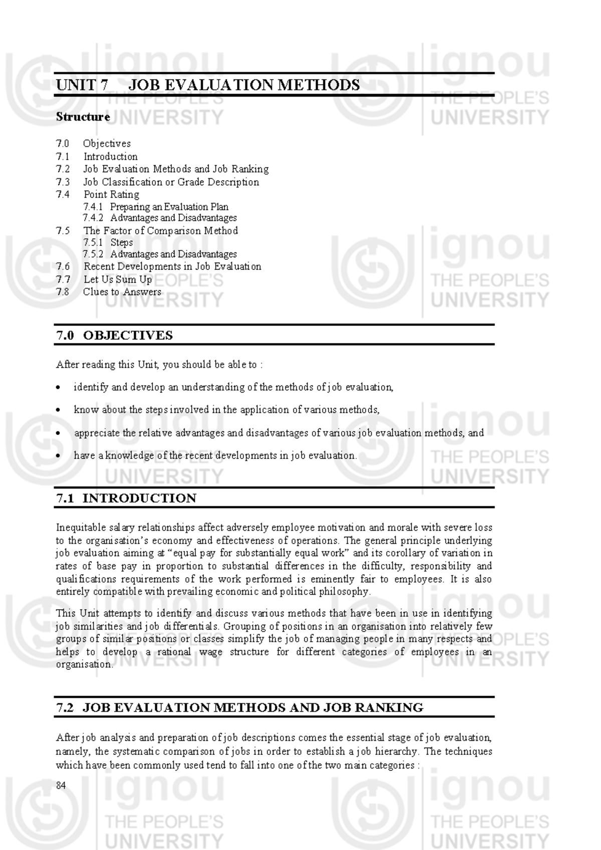 Unit 7 Job Evaluation Methods UNIT 7 JOB EVALUATION METHODS unit-7-job-evaluation-methods-unit-7-job-evaluation-methods